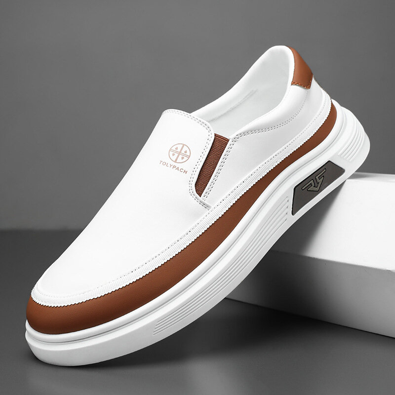 AIS Белые кеды Зима Мужчины Без шнуровки Модные Дышащие Кожа