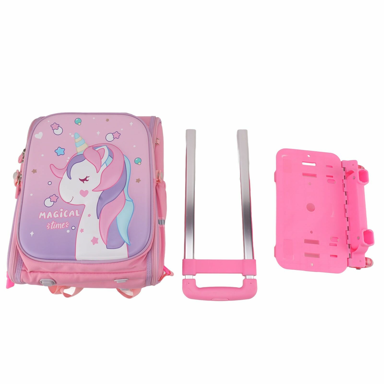 Детский рюкзак на тележке, съемная школьная сумка большой емкости, детская школьная сумка на 2 колесах для книг, канцелярские принадлежности