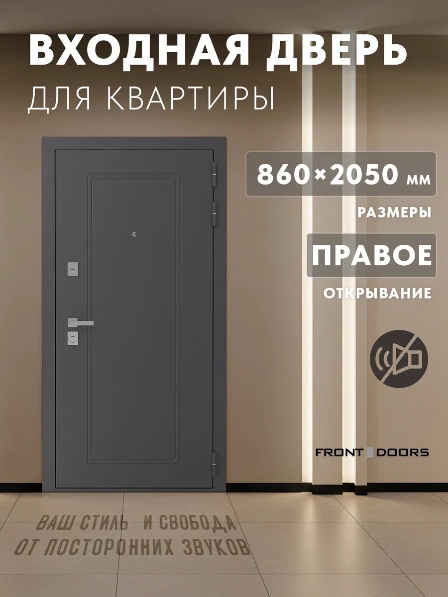 Входная дверь для квартиры, распашная, RLNG 100 правая 860х2050 мм