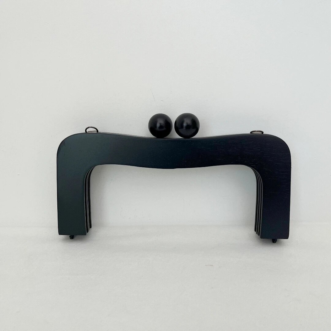 Деревянная сумка с головкой 22 см, рамка для кошелька с винтами, ручка для сумки, детали деревянной сумки, застежка-цепочка, аксессуары для изготовления кошелька и сумок для монет Черный, 5 pieces, black