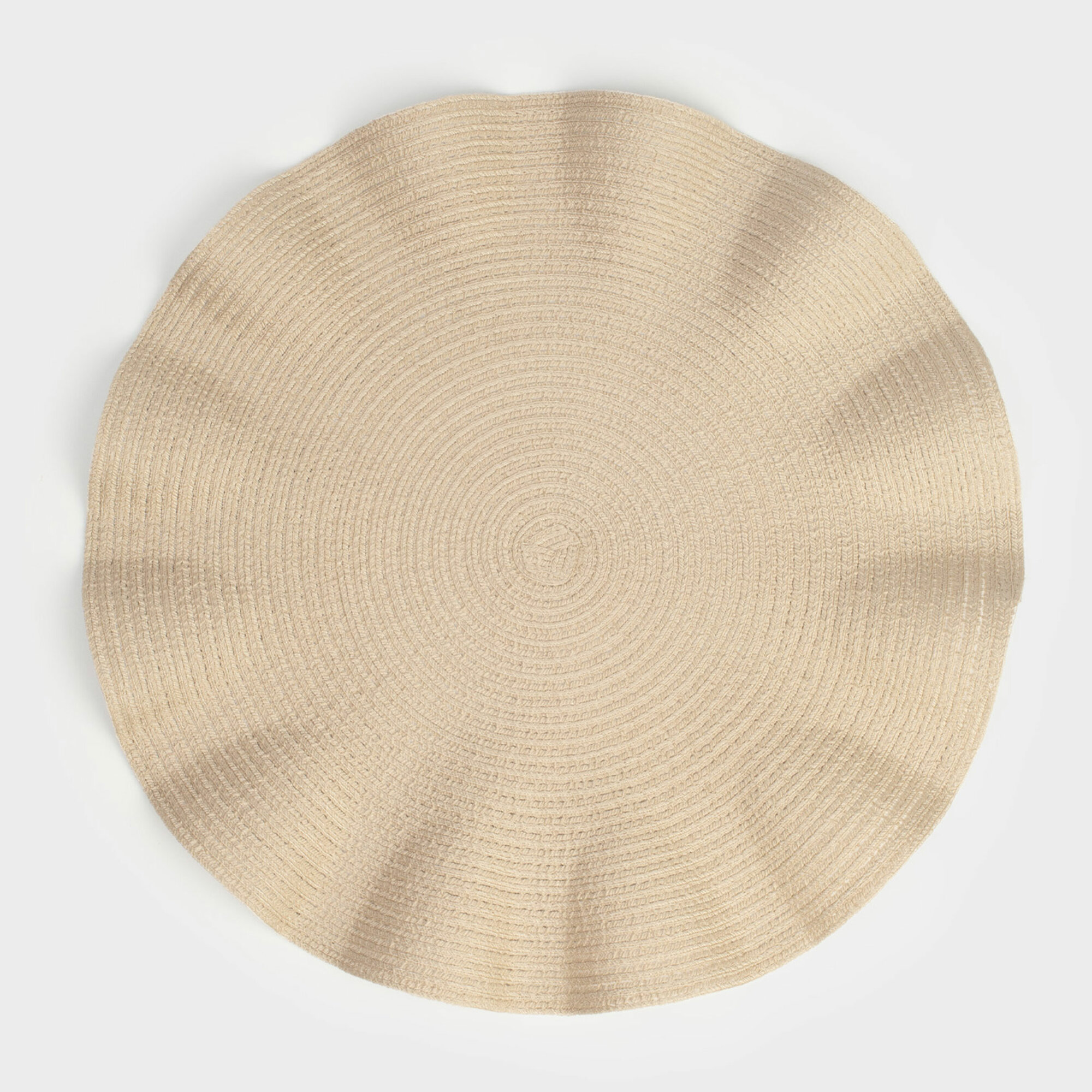 Салфетка под приборы, 38 см, полиэстер, круглая, бежевая, Волнистые края, Circle wave