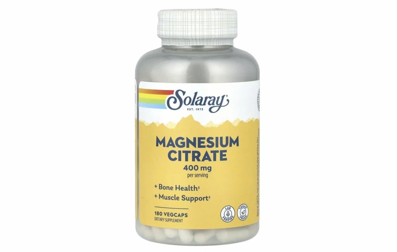 Solaray, Magnesium Citrate, Цитрат магния, 400 мг, 180 капсул