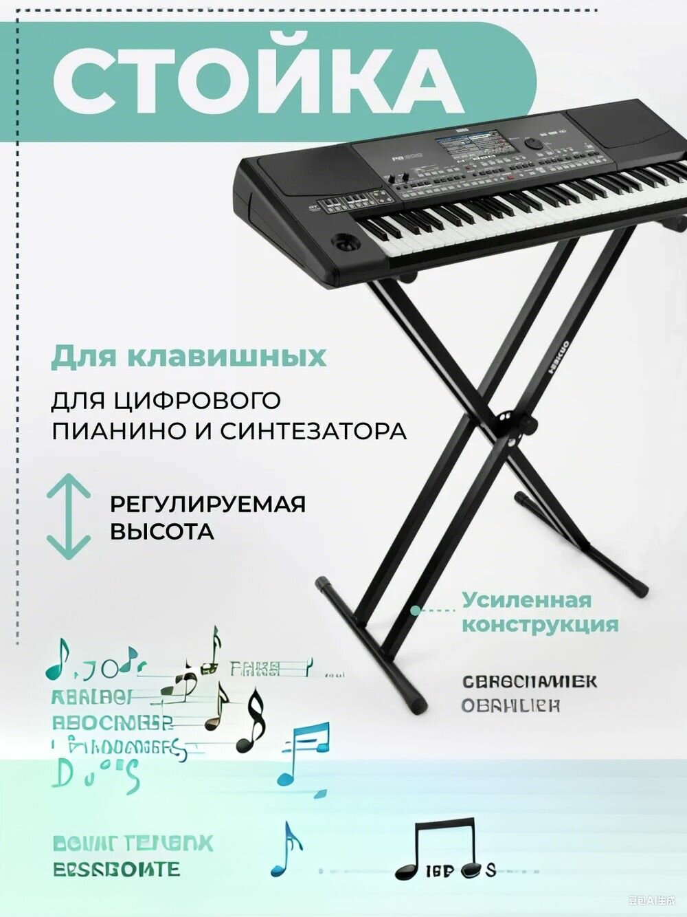 Стойка для синтезатора и цифрового пианино, усиленная, универсальная