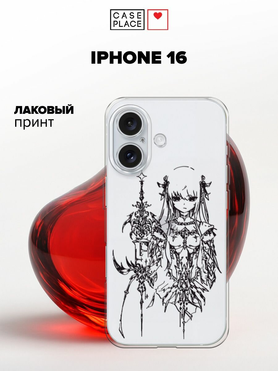 Силиконовый чехол на Apple iPhone 16 / Айфон 16 с принтом Аниме девушка с мечом