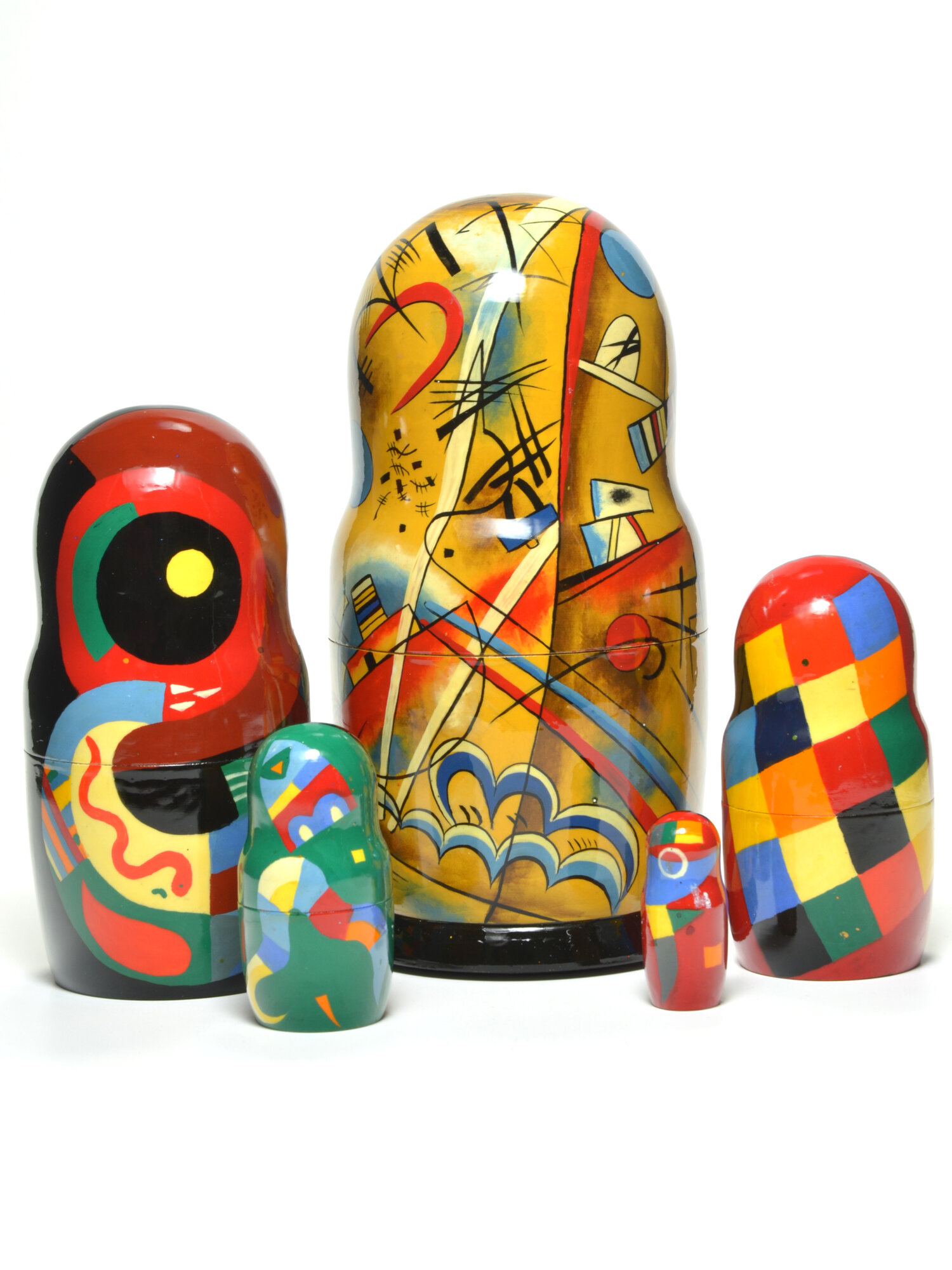 Василий Кандинский. Матрёшка с художественной росписью по мотивам работ художника. 5 кукол. высота 18 см.
