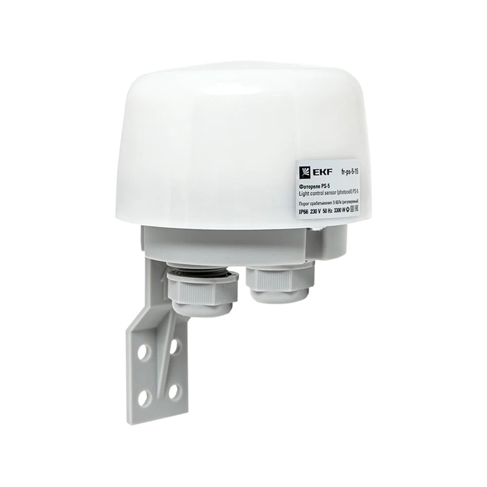 Фотореле EKF PS-5 15А 3300Вт IP66 PROxima fr-ps-5-15, пластиковый корпус, уличное исполнение, встроенный датчик — фото 1