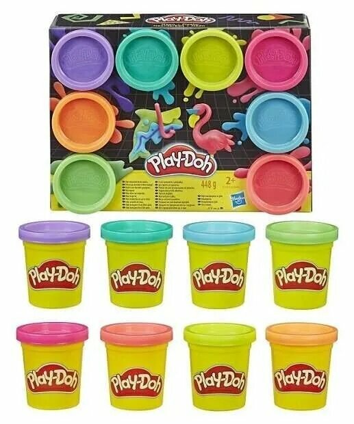 Набор для лепки Hasbro Play-Doh Неон 8 цветов / Пластилин Play-Doh / Плей До