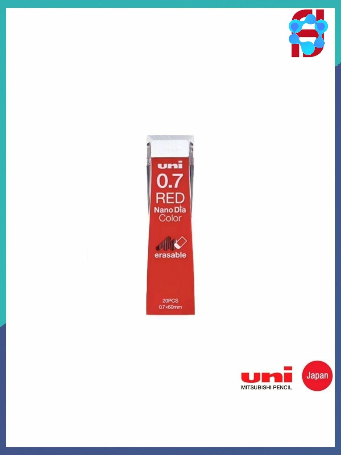 Цветные грифели (стержни) для механического карандаша Uni 202NDC, 1 пенала по 20 стержней, 0,7мм красный