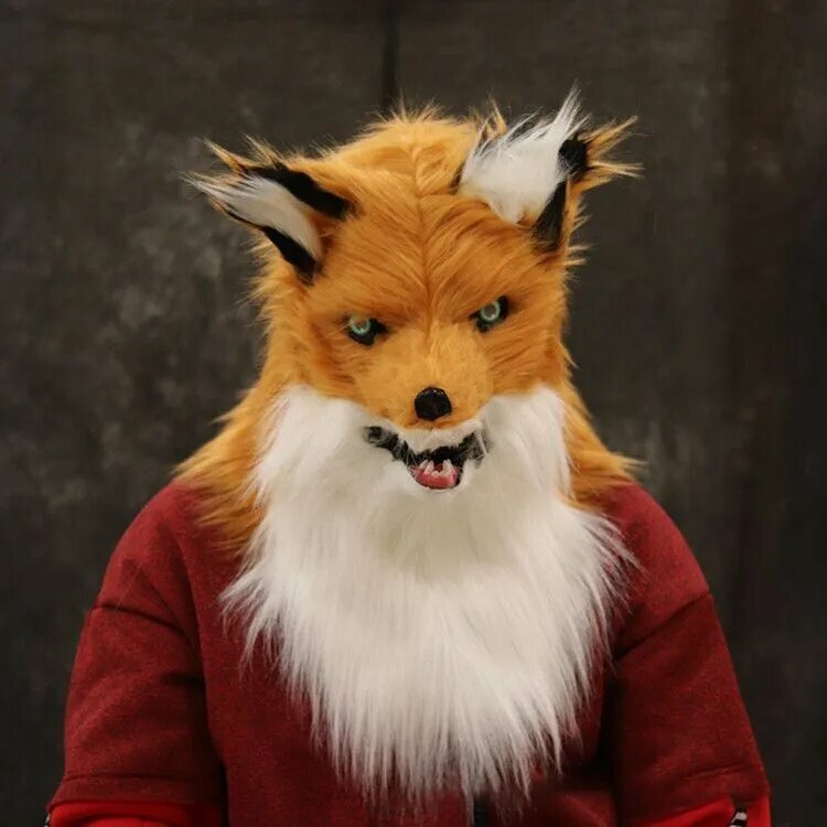 Подвижная маска для головы животных с ртом, плюшевая маска, лиса, волк