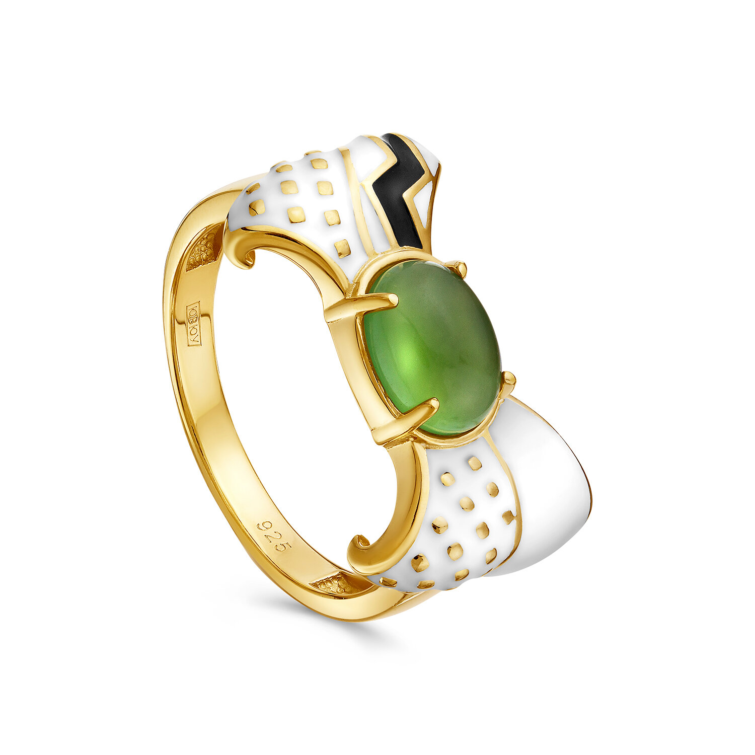 Кольцо, серебро, 925 проба, змеевик