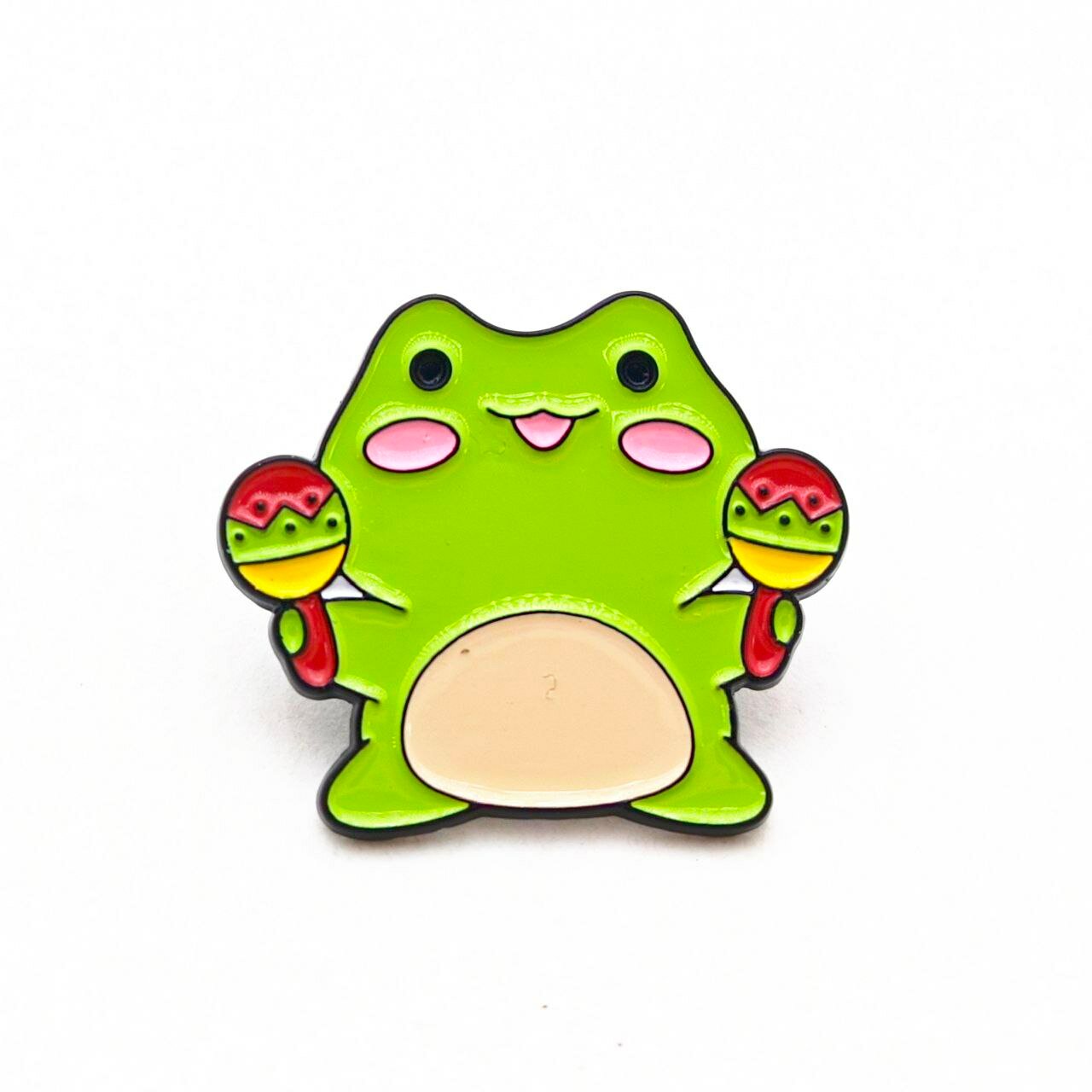 Значок на одежду, рюкзак и сумки " Лягушка с мороженым "/ Зеленый / 1 шт.
