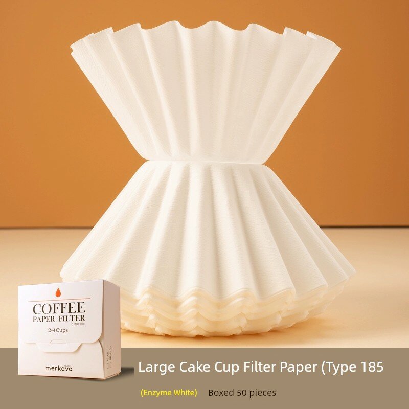 Большая кофейная фильтровальная бумага 185 мм, цвет Enzyme White, 50 листов в коробке для фильтрации