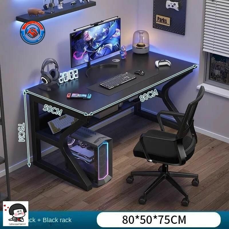 Компьютерный стол 80*50*75 см, угловой обеденный письменный для дома и школы, двухъярусные подставки, усиленная сталь, простая сборка, компактный