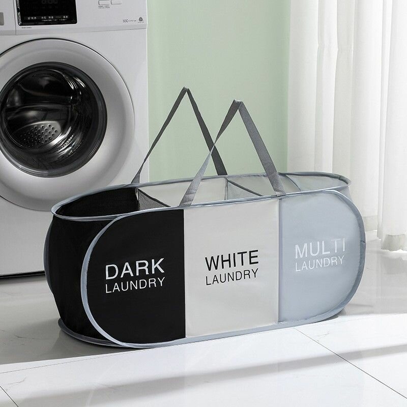 Корзина для белья с отсеками для сортировки, складная корзина для хранения