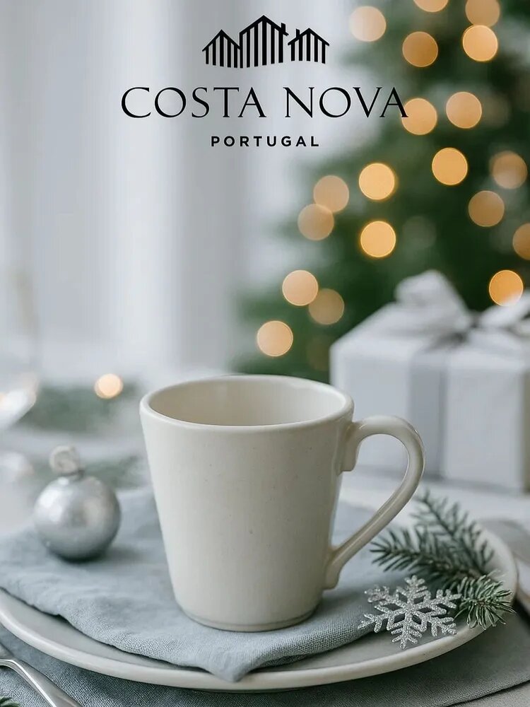 Costa Nova кружка, чашка с ручкой бежевая "Lagoa" 1 шт, 310 мл. Ударопрочная, профессиональная керамика. Португалия