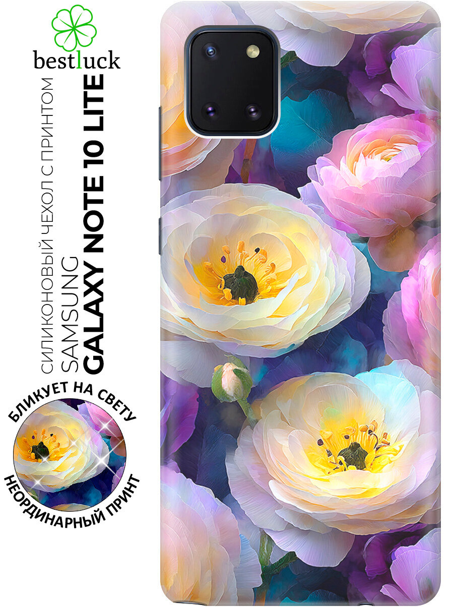 Силиконовый чехол на Samsung Galaxy Note 10 Lite с принтом "Кружева из ранункулюсов"