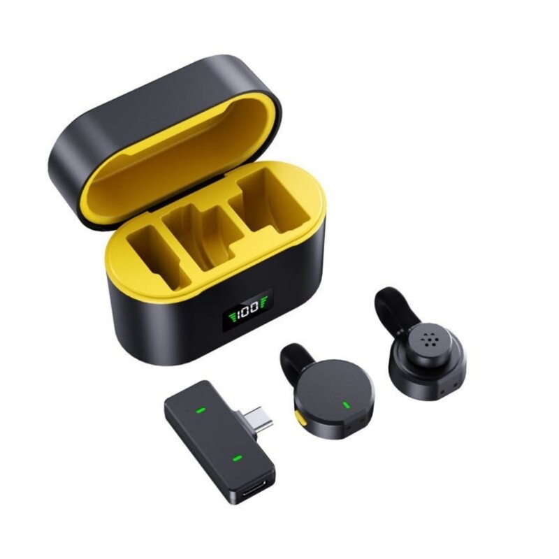 Беспроводной Петличный микрофон Двойной Микрофон С Шумоподавлением Для Четкой Записи звука Длительный Срок службы Перезаряжаемой батареи