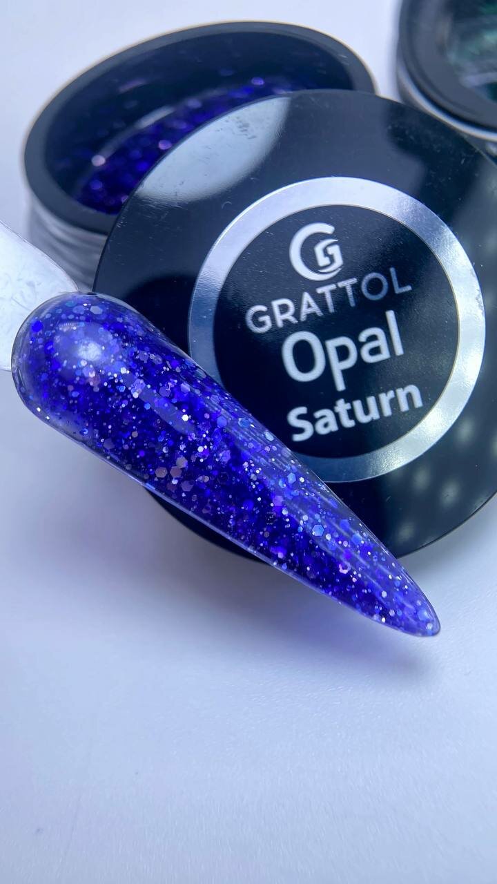 Гель для моделирования ногтей с блестками - Grattol Gel Opal Saturn, 15 мл