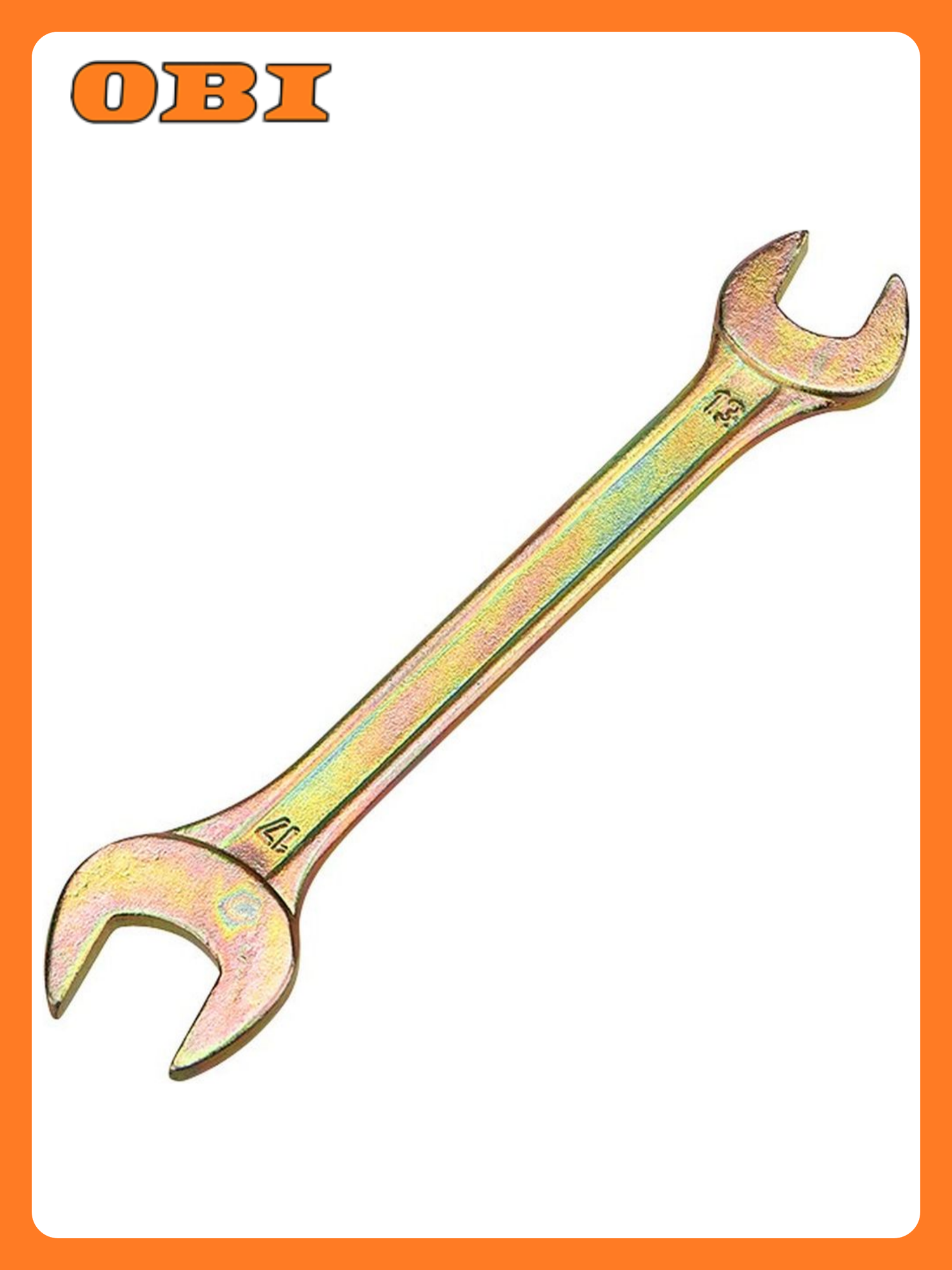 Рожковый ключ REXANT, углеродистая сталь, желтый цинк, 13x17 мм