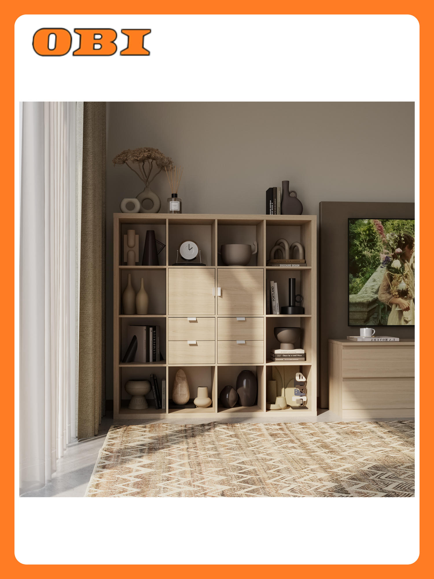 Дверца Шведский стандарт Фора, дуб белёный, для стеллажей и шкафов, матовая