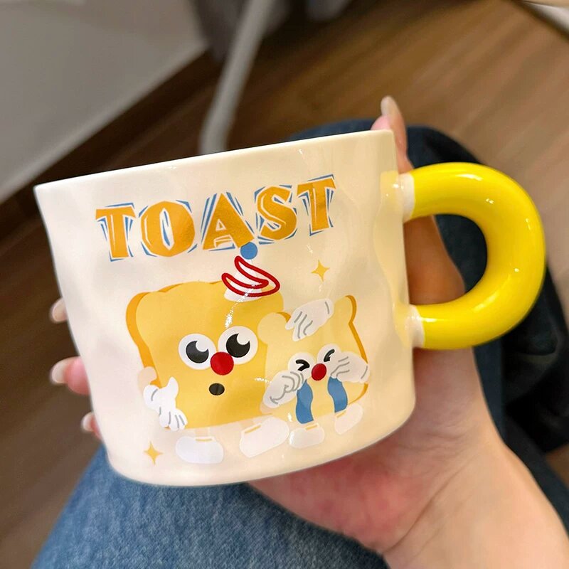 Желтый керамический стакан TOAST одиночный - классический ежедневный кофейный стакан для девушек, подарок на день
