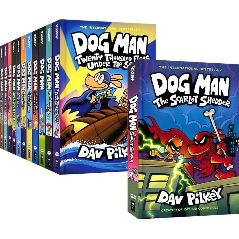Печатная книга DOG MAN. Комикс для детей на английском языке, твердый переплет, серия из 17 книг