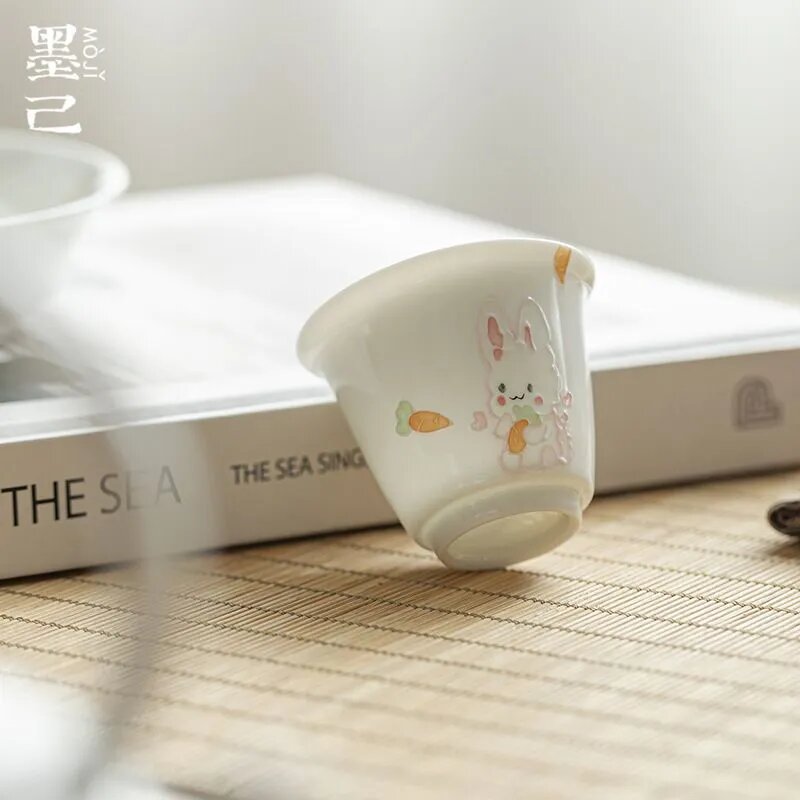 Tea-jin Пиала с рисунком зайчика, ручная роспись, оранжевый, 1 шт