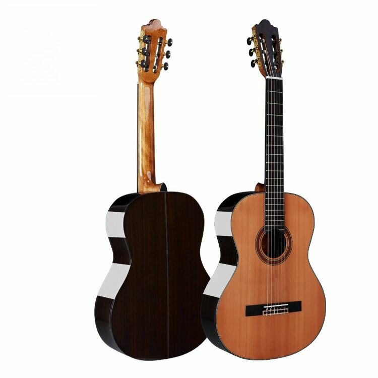 39-дюймовая классическая акустическая гитара с глянцевой верхней декой из цельного дерева из красной сосны