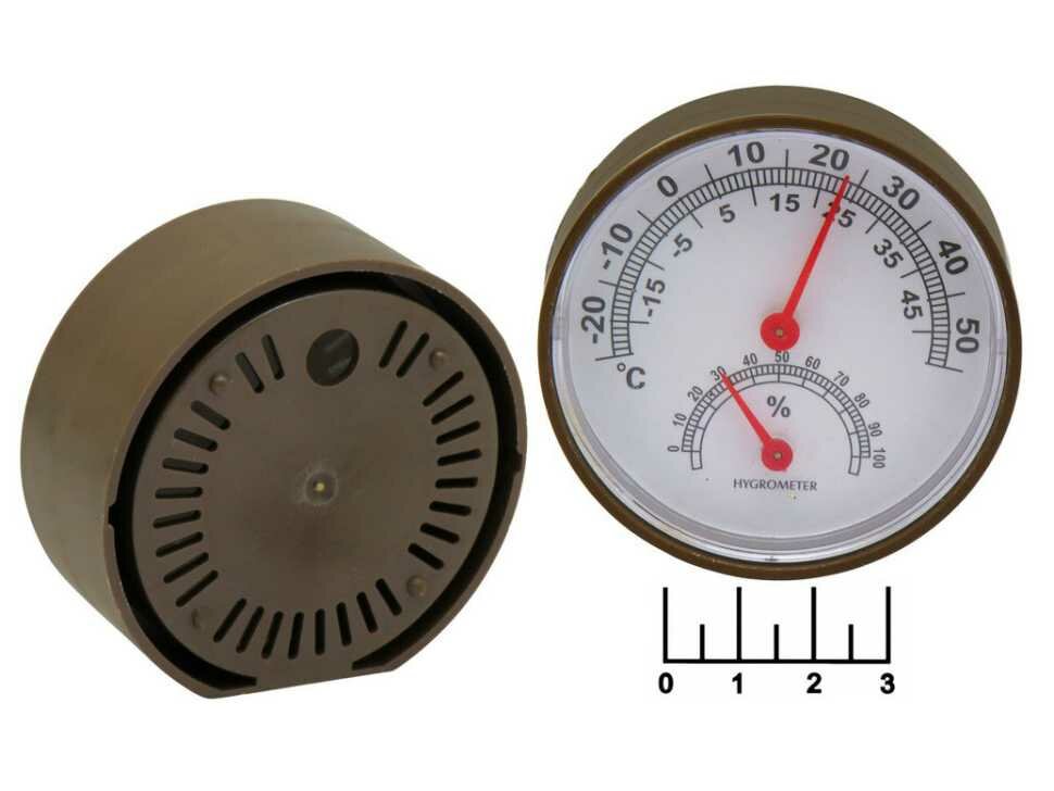 Термометр-гигрометр биметаллический (-20.+50C) 41035 (коричневый)