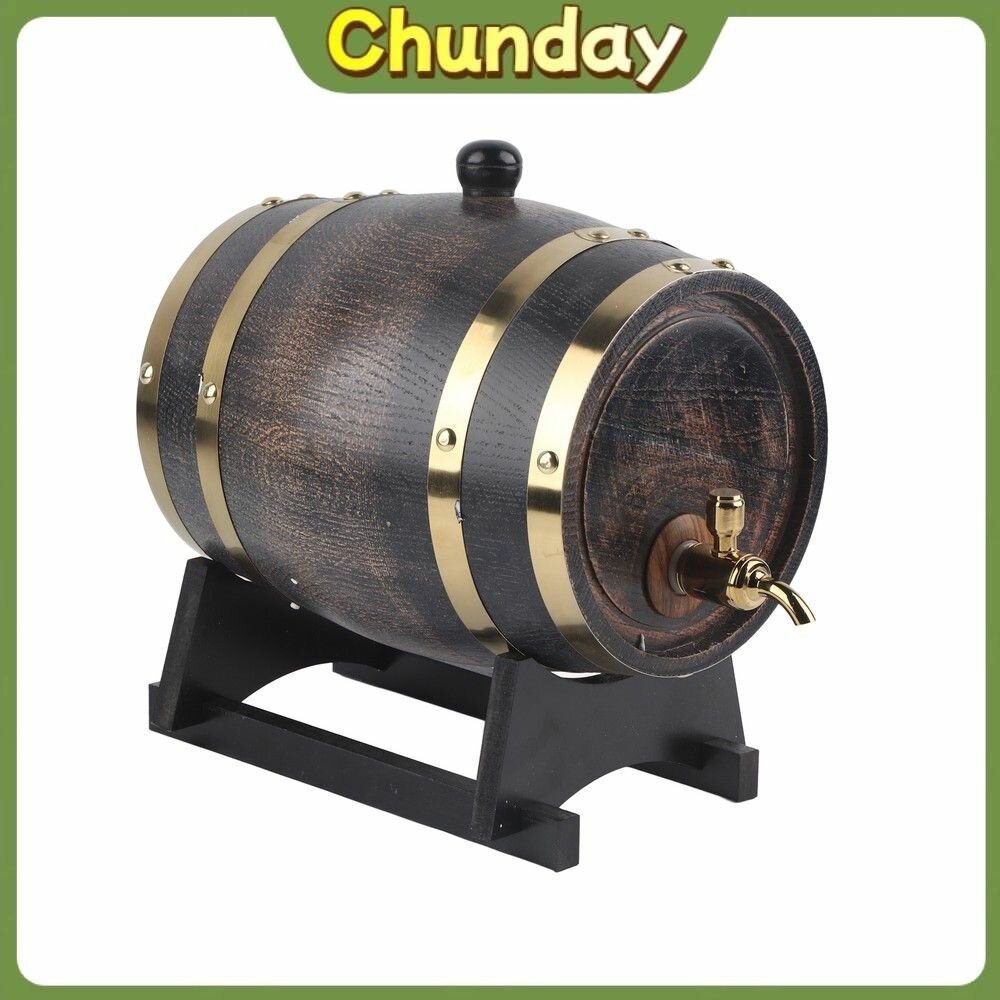 Ретро бочонок для вина 3 литра, черный дуб, кран.