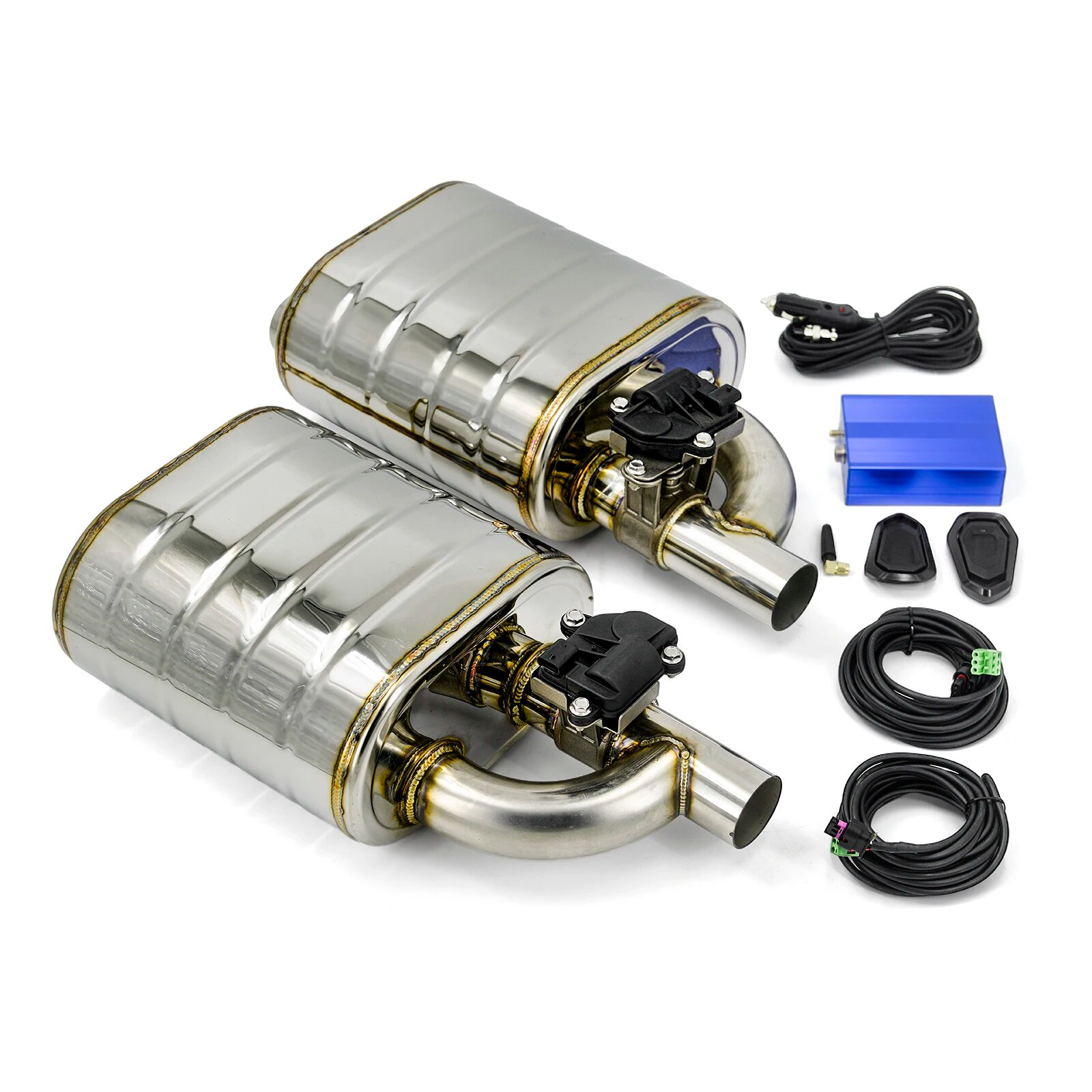 Двойной автомобильный универсальный глушитель электрического клапана с электрическим клапаном, комплект управления выхлопом 51/63/70/76 мм
