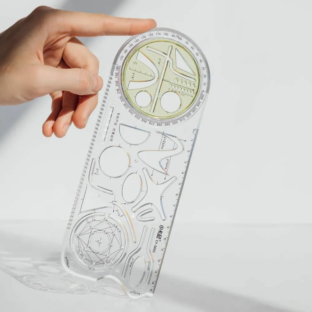 Линейка школьная офицерская с формулами для Огэ, Егэ и черчения, 5в1 желтая