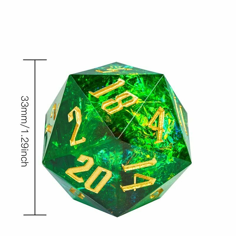 CRITALLIC 33 мм D20 радужные кубики для ролевых игр Изумрудный, Green