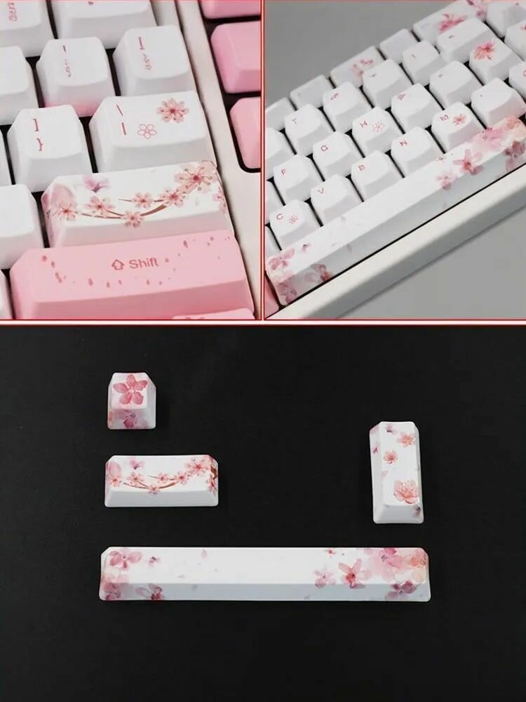 Набор кейкапов OEM профиля , с принтом сакуры 4 шт