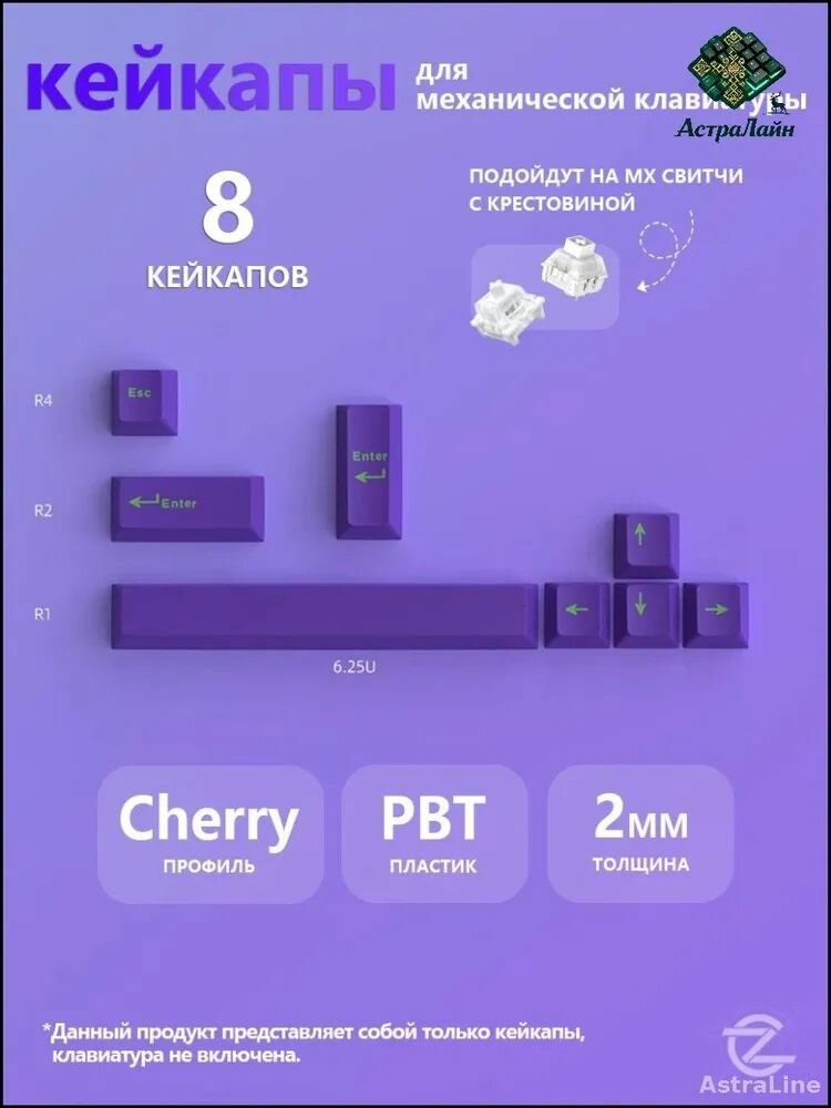Эксклюзивные PBT кейкапы для MX свитчей, 8 штук, совместимые с профилем CHERRY