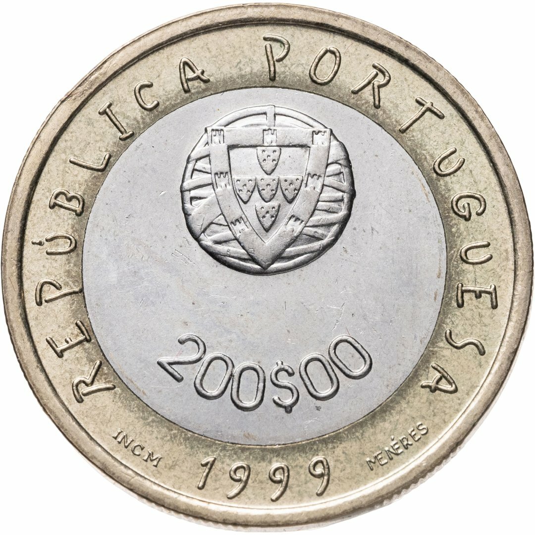 Португалия 200 эскудо escudos 1999 юнисеф, Биметалл, в сохранности AU