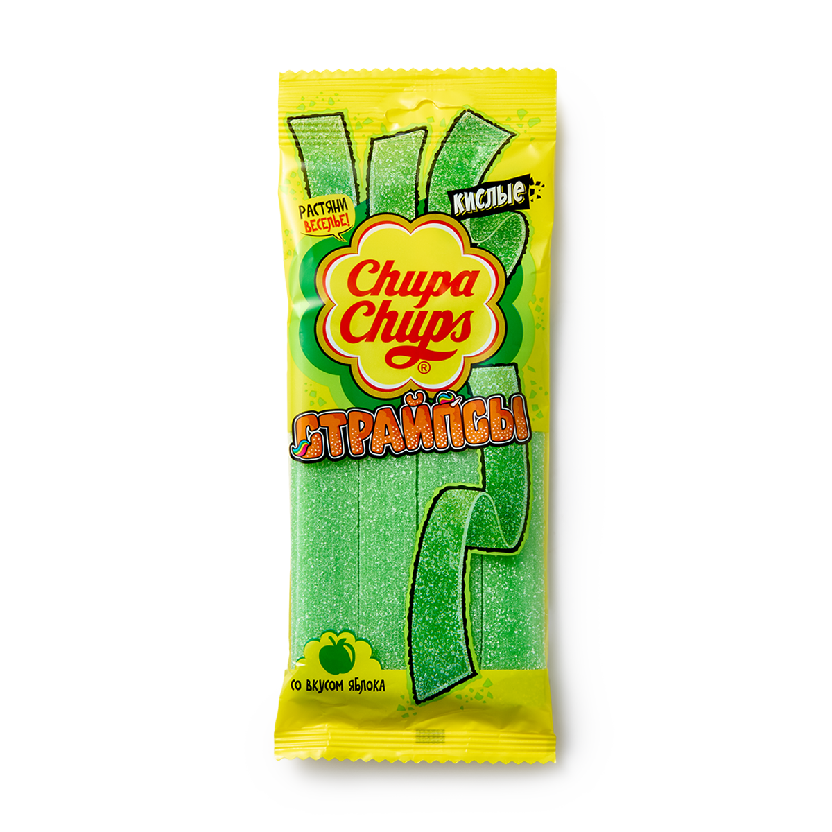 Мармелад Chupa Chups Long Belts, жевательный, кислые, со вкусом яблока