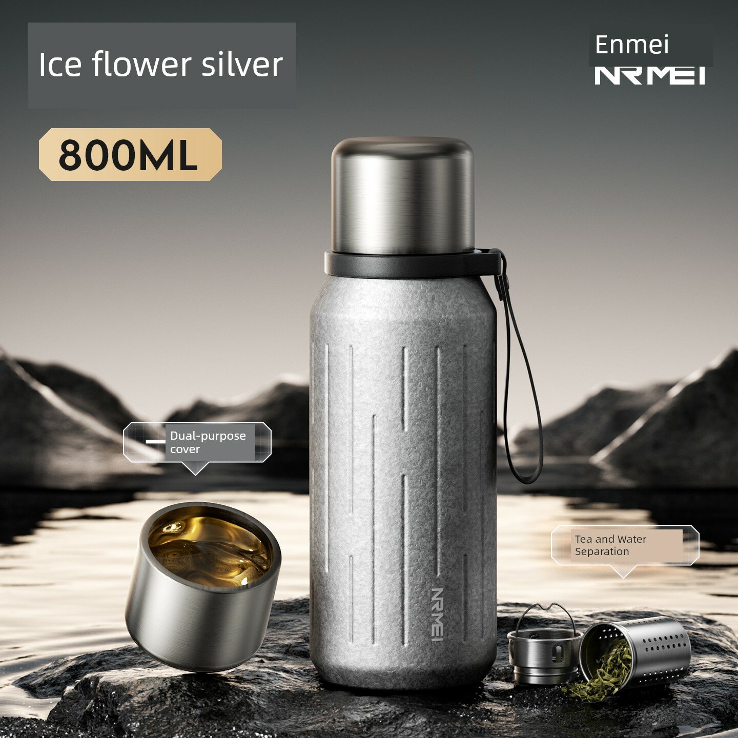 Титановый термос для мужчин, высококачественный, большой емкости, с разделением на чай и воду, чайник из нержавеющей