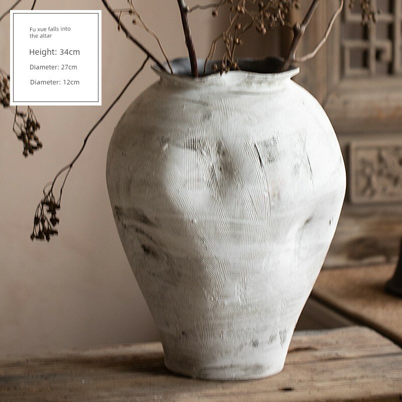 Декоративная керамическая ваза в стиле ваби-саби, деревенская глиняная ваза для цветочных композиций, винтажная