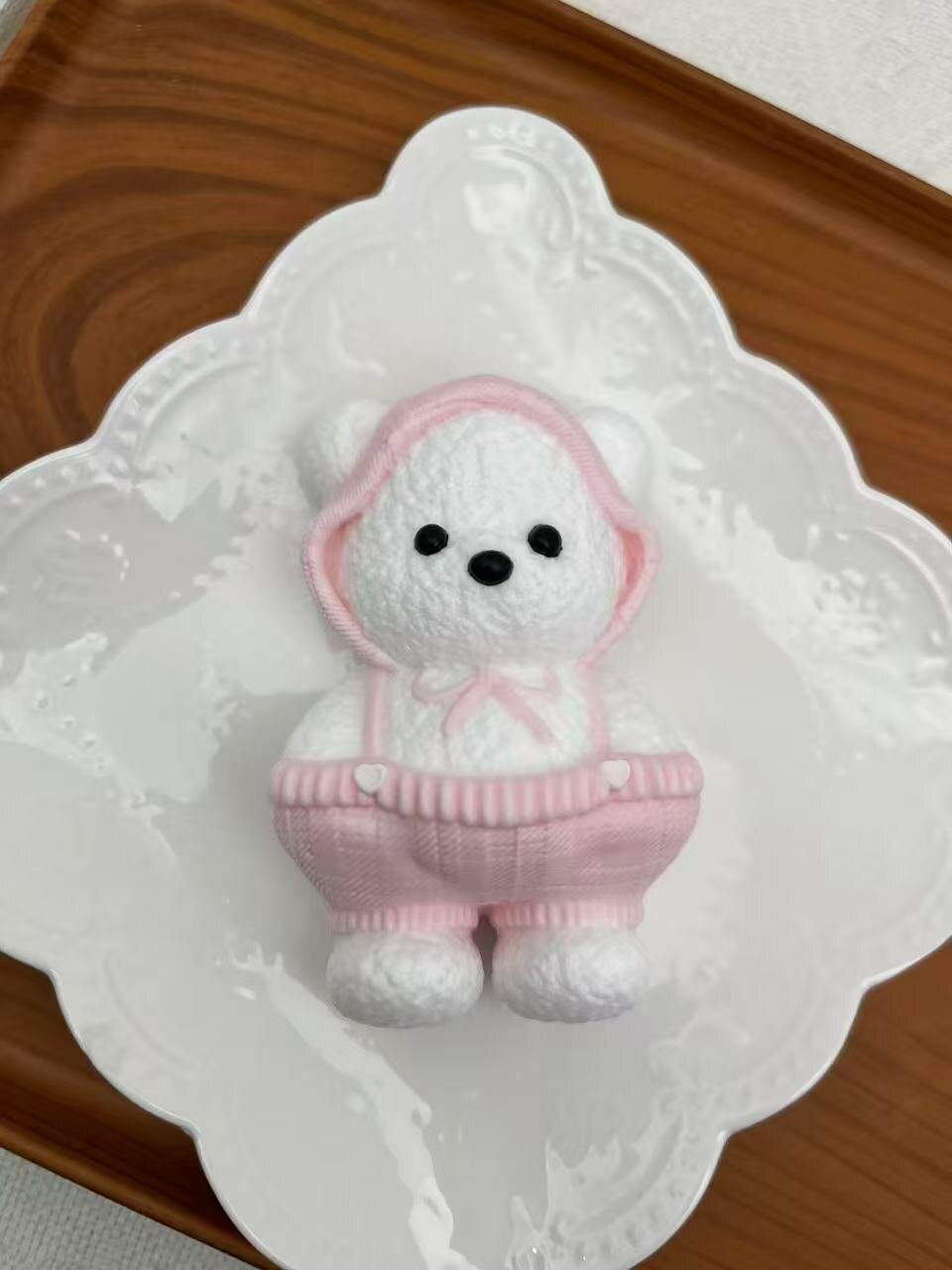 Пищевой силиконовый DIY креативные игрушки ручной распаковки Лена Медведь Розовый (160г)_Прищепка из пищевого силикона