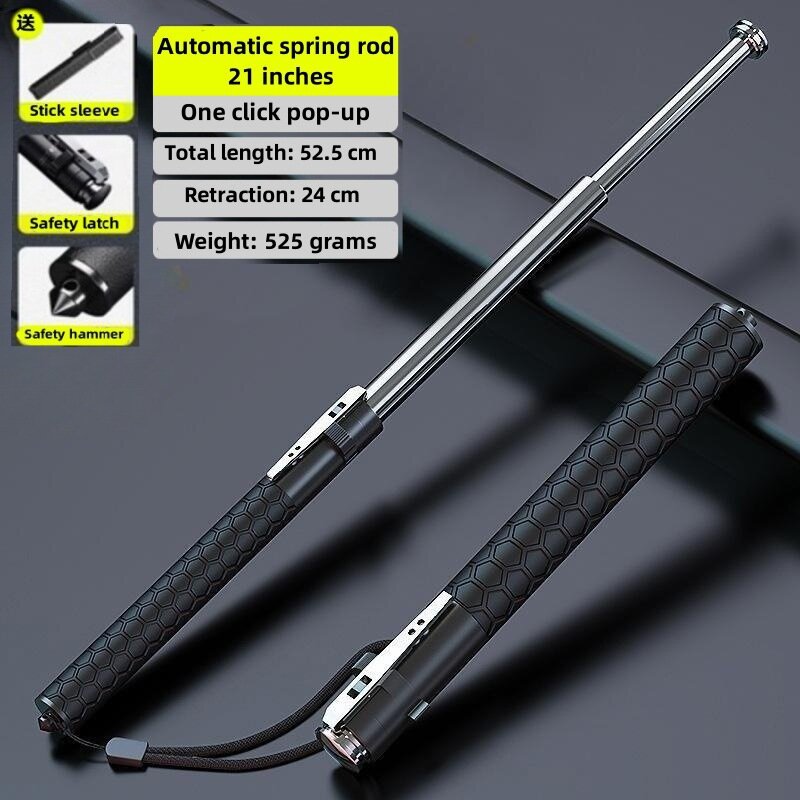Автоматический пружинный телескопический дубинок, легальный автомобильный дубинок, прочный трехсекционный дубинок.
