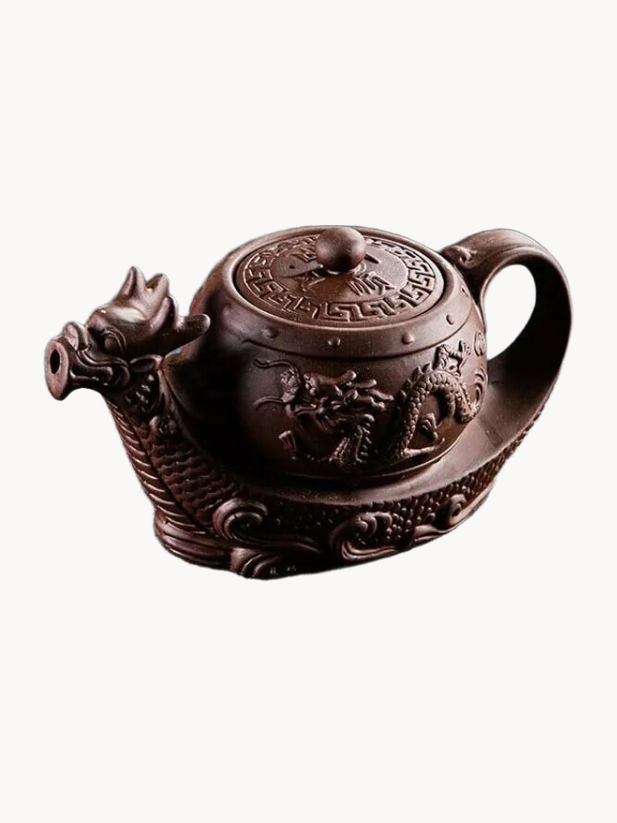Элитный чайник из исинской глины с драконом - набор для аутентичной китайской чайной церемонии на 6 персон