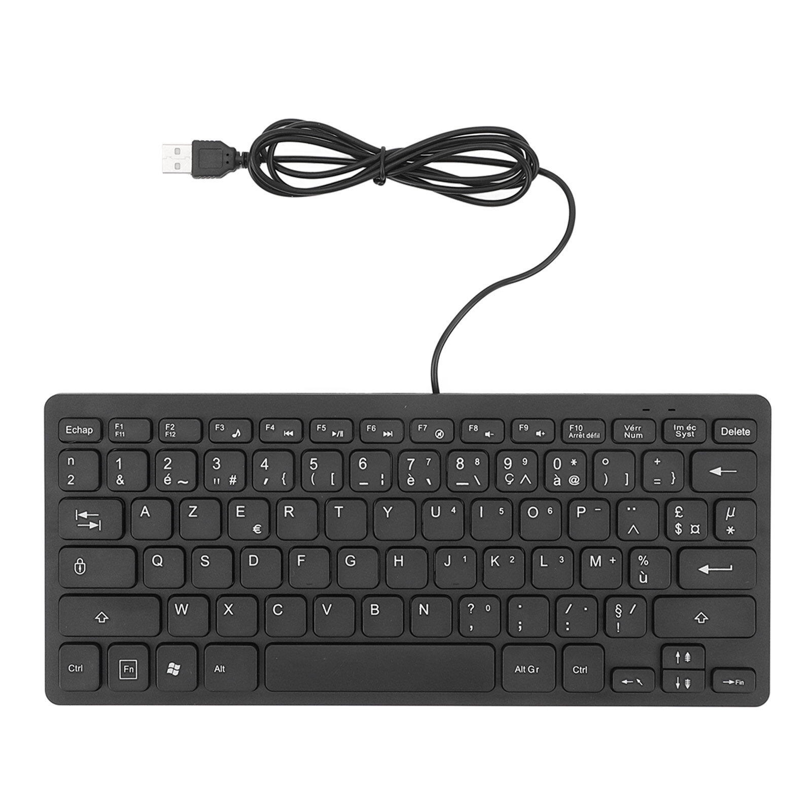 78 Keys Language Ultra Thin Thin Keyboard Plug и воспроизведение Splash Proof USB -проводную компактную клавиатуру для английских двуязычных пользователей французский (азерти -макет)