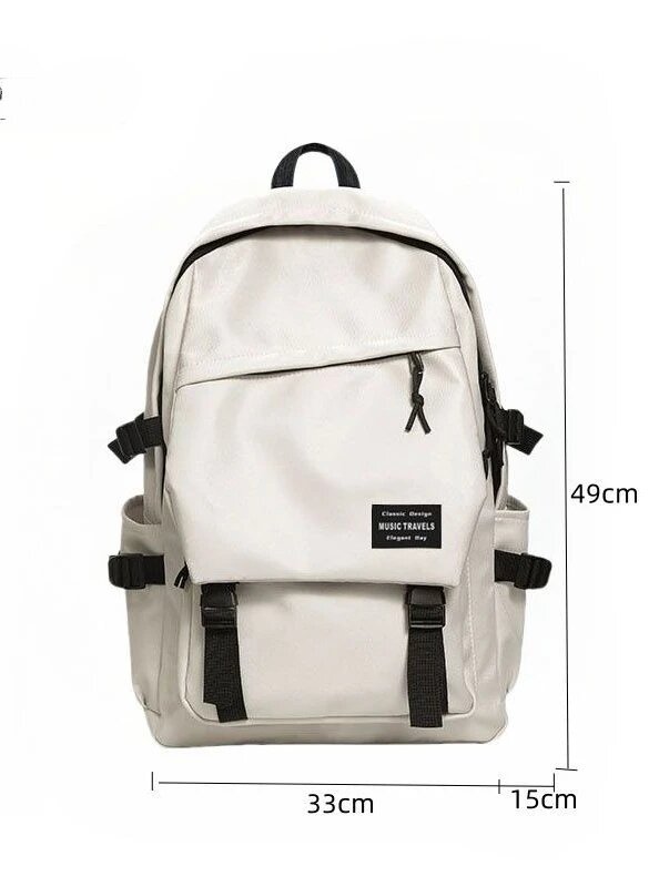 Корейский рюкзак, мужской компьютерный дорожный рюкзак большой емкости, женский школьный рюкзак для школьников младших классов средней школы White