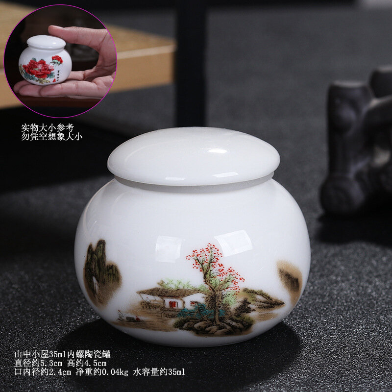 Китайская керамическая герметичная банка с крышкой малый портативный крем для чая для хранения домашнего таблеток