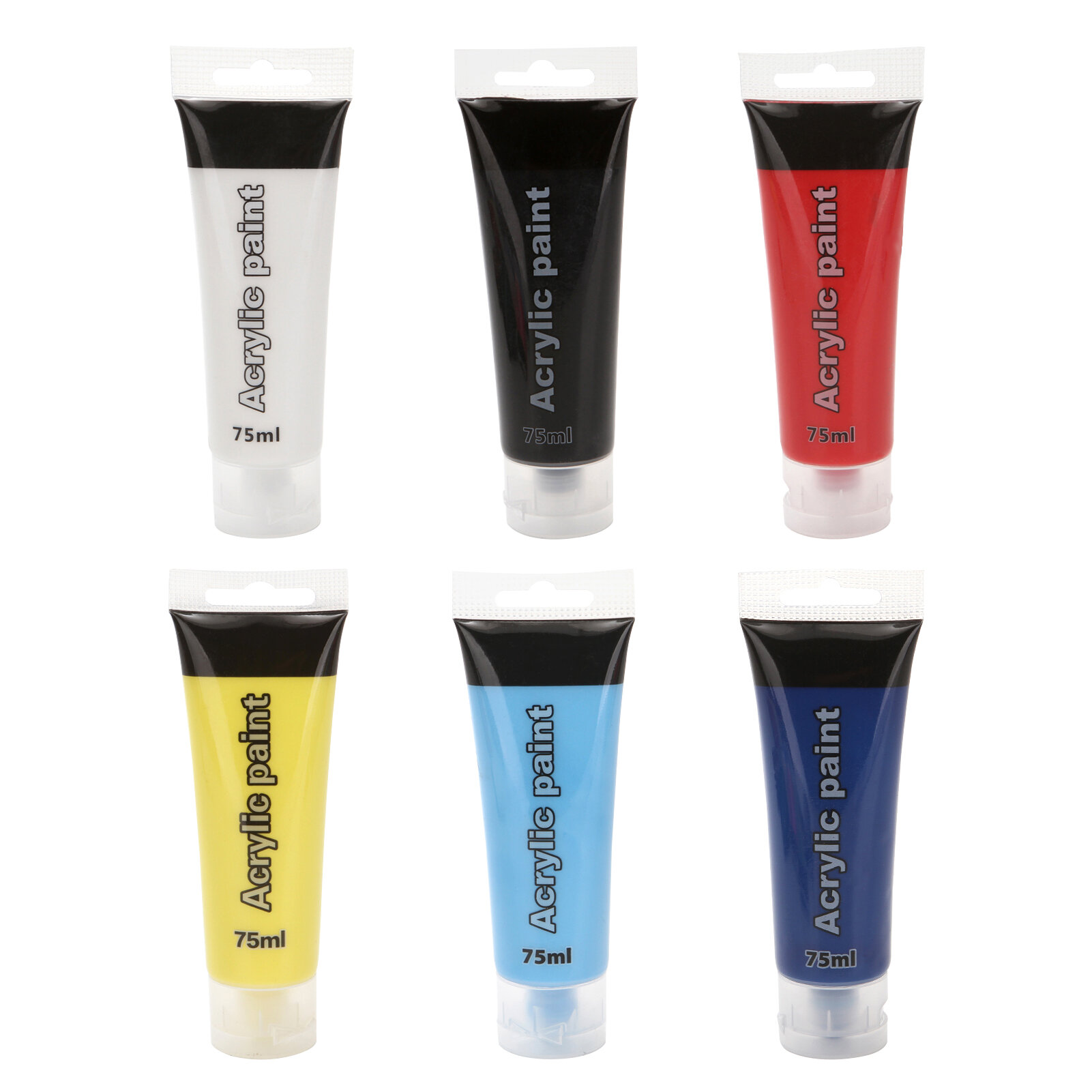 Набор акриловой краски 6 цветов, 75 мл в каждой трубке, для детей, студентов, взрослых, художников, художников, для рисования на холсте, дереве, камне, керамике, ремесленных изделий, цвета:
