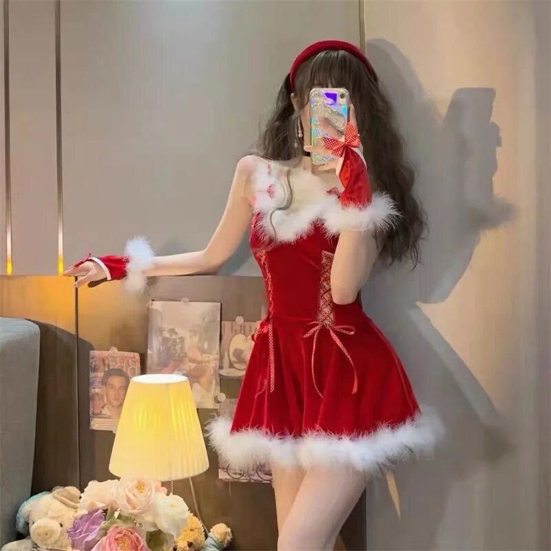 Красный бархатный костюм Санты suit2