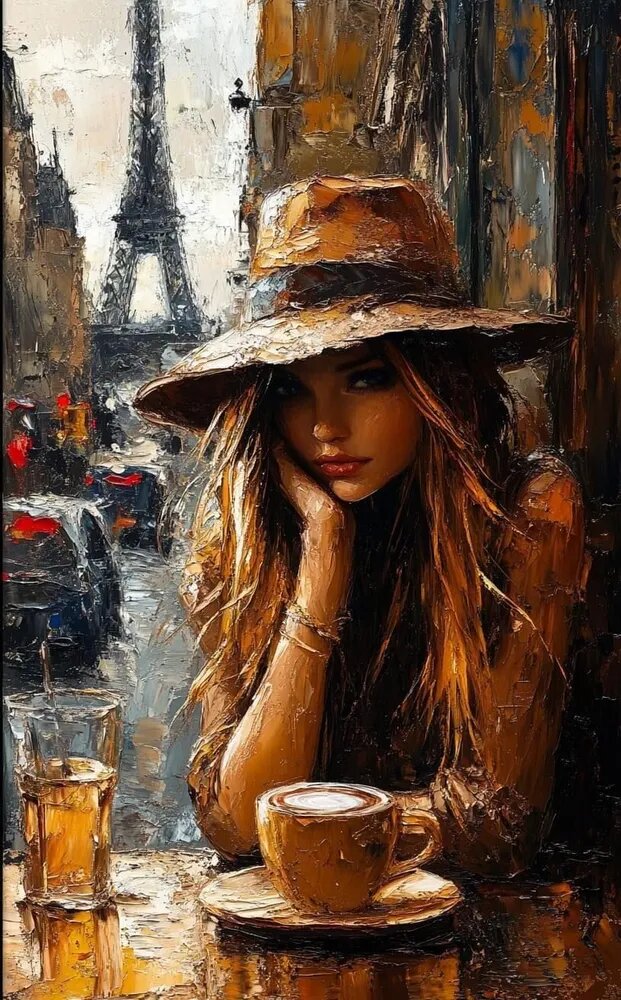 Алмазная Мозаика "Девушка В Шляпе" 40х50 См Алмазная Вышивка / Картина Стразами Подарков / Украшения