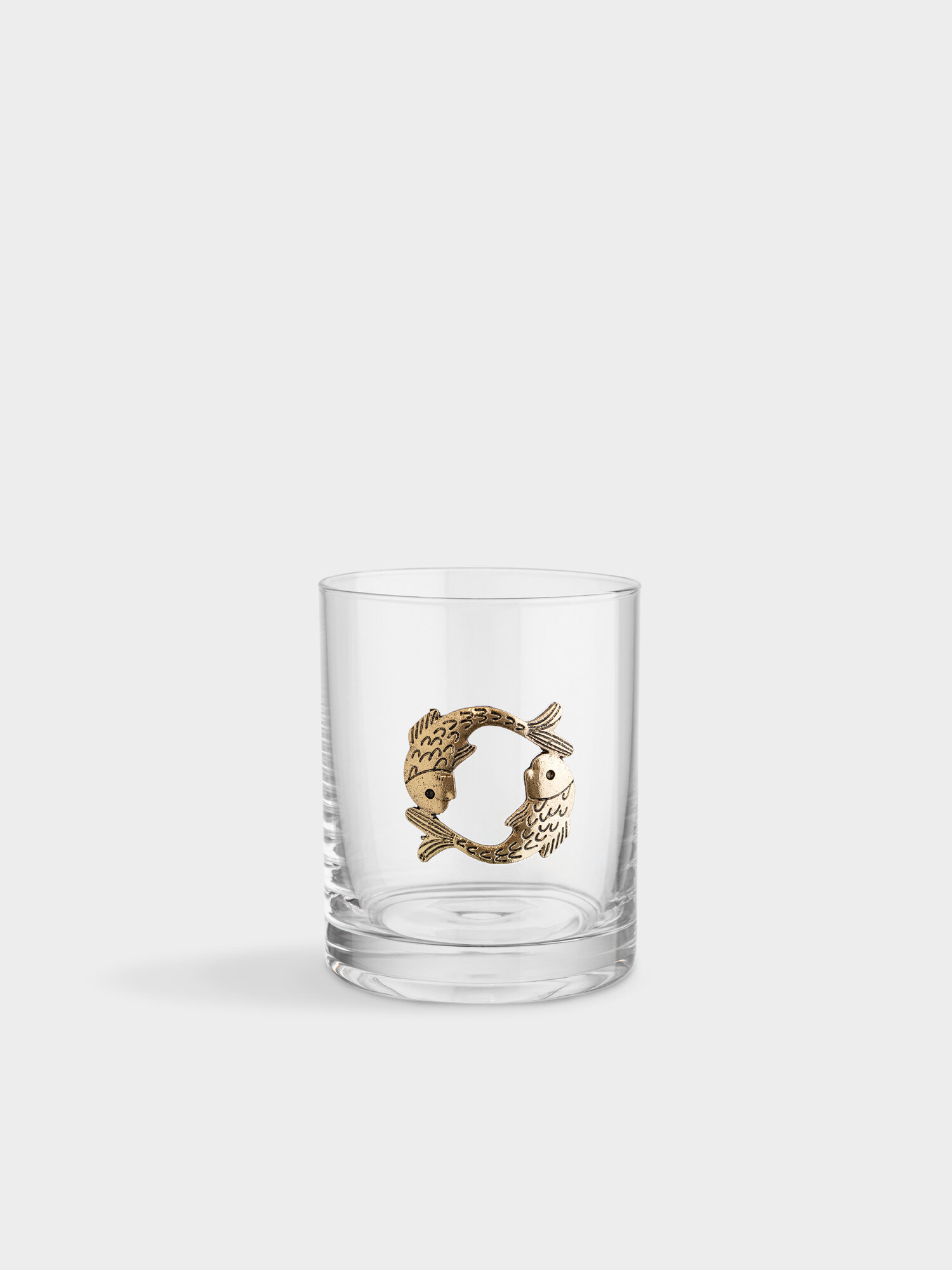 Стакан для виски, 10 см, 340 мл, стекло/металл, золотистый, Рыбы, Zodiac, Kuchenland