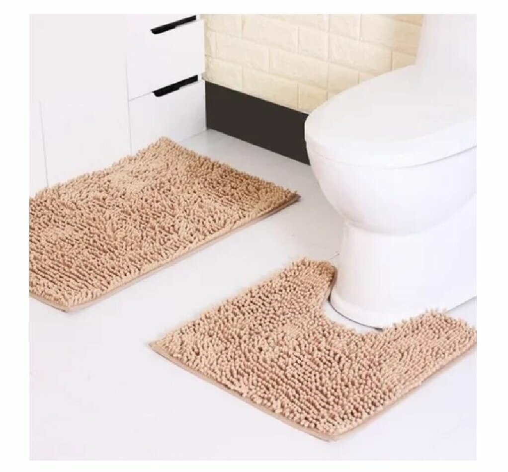 Коврики для ванной и туалета из микрофибры (Бежевый цвет )